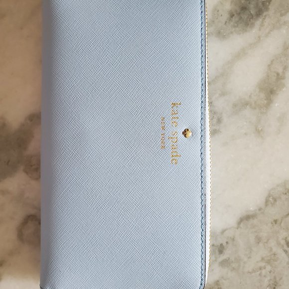 kate spade | Bags | New Kate Spade Large Zip Wallet Sky Blue Crisp ...